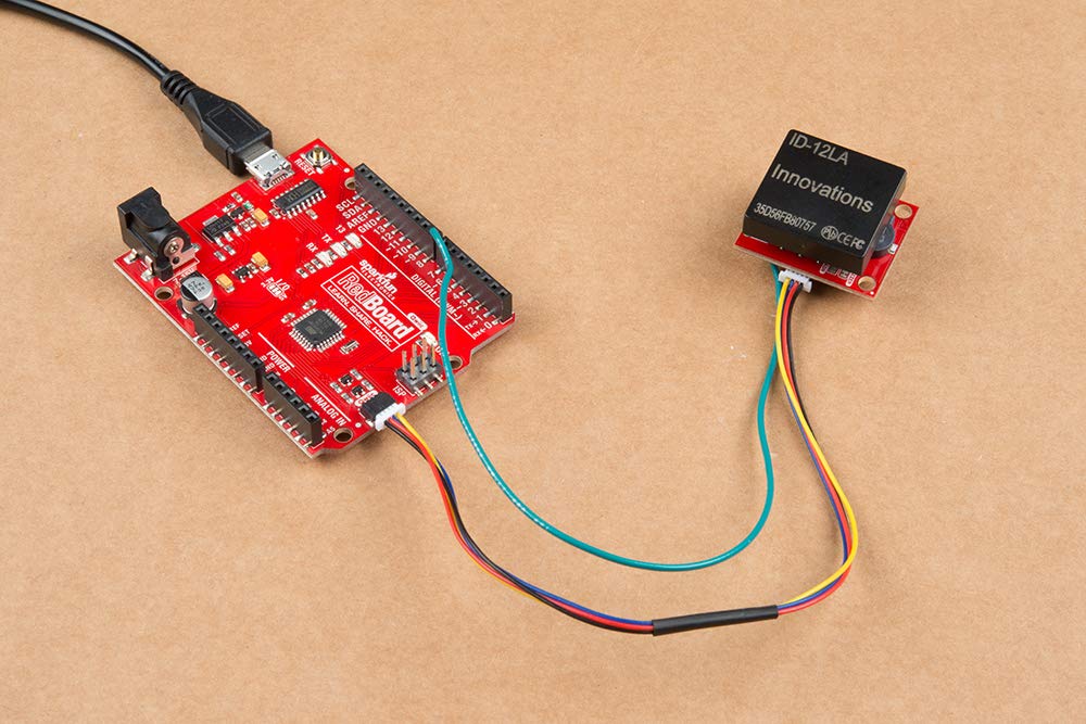 SparkFun RFID Qwiic Reader-Pairs with The ID-LA modules: ID-3LA, The ID-12LA, or The ID-20LA, and utilizes 125kHz RFID Chips Includes Read LED & Buzzer No Soldering Required