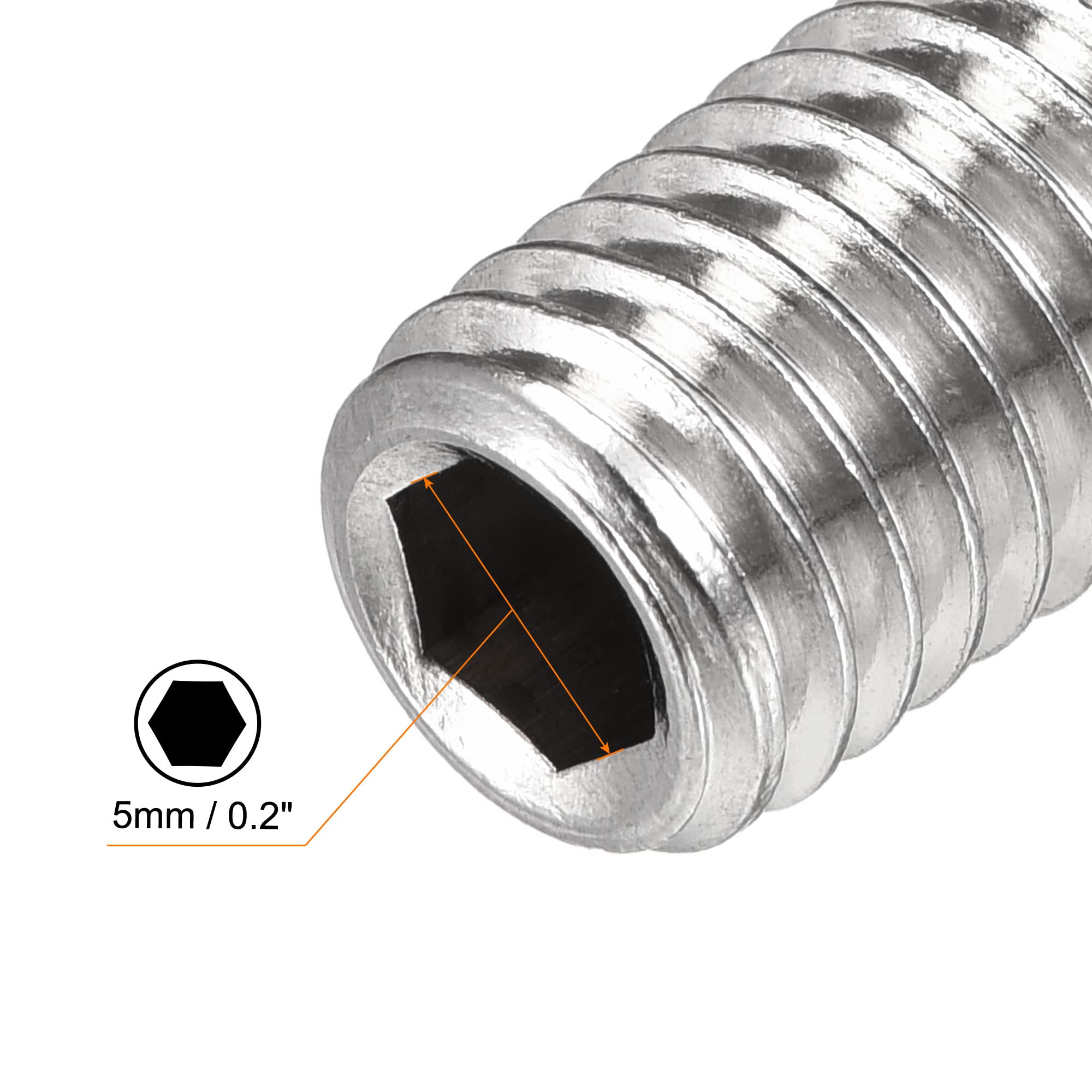 uxcell Ball Point Set Screws, M10 x 16mm 304 Stainless Steel Metric Spring Hex Socket Screw 6pcs