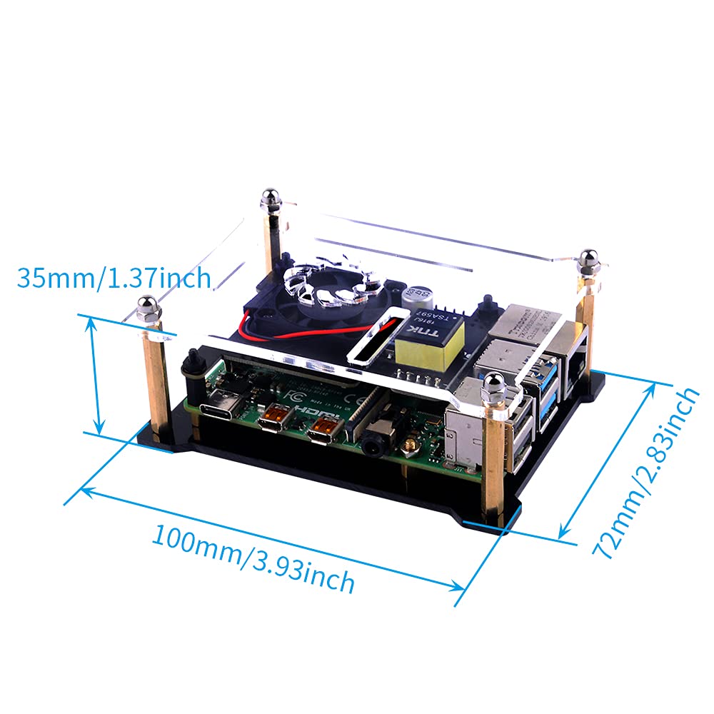 GeeekPi PoE Hat Case for Raspberry Pi 4B and PoE HAT, Acrylic Case for PoE Hat and Raspberry Pi 4B/3B+/3B/2B/B+ (Raspberry Pi and POE HAT NOT Included)