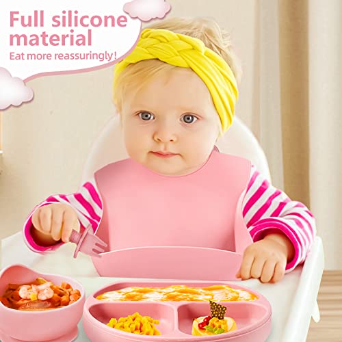 ANAVIL 8 Pack Baby Feeding Set Silicone Toddlers Weaning Feeding Sippy Cup with Straw and Lid Baby Feeding Supplies Set