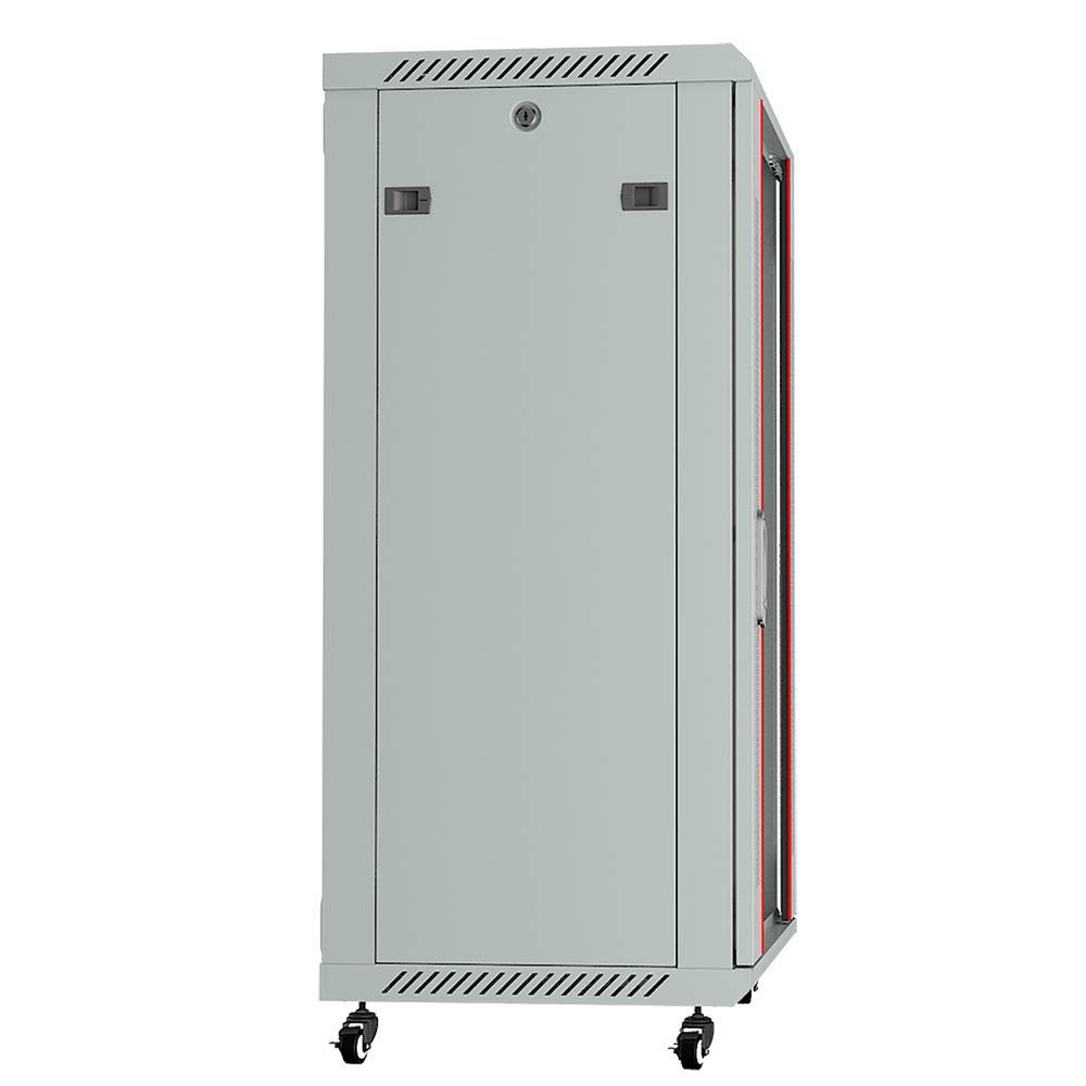18U Wall Mount Gray IT Network Server Rack Cabinet Enclosure 24 Inch Depth-2 Shelves-8-Way PDU-Fan-Casters-Hardware