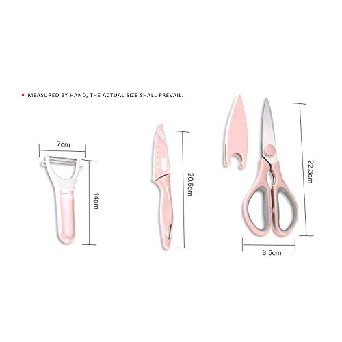 JS Kitchen Scissor 3-Pcs Set,Poultry Shears,Kitchen Cooking Knife Set with Melon Planing Fruit Knife and Peeler for Cutting Poultry, Chicken, Meat, Herbs, Vegetables and Fish.