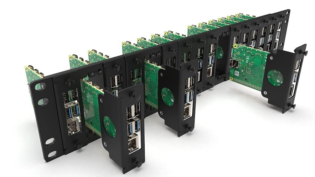 MyElectronics Raspberry Pi Rack Mount 19 inch 2U to Mount 16 Units All Models B (1-4) - Front Removable(6781)