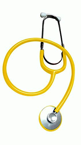 Disposable Stethoscope, with Metal Chestpiece and Binaurals, Single Patient Use, Yellow, 10 Pack