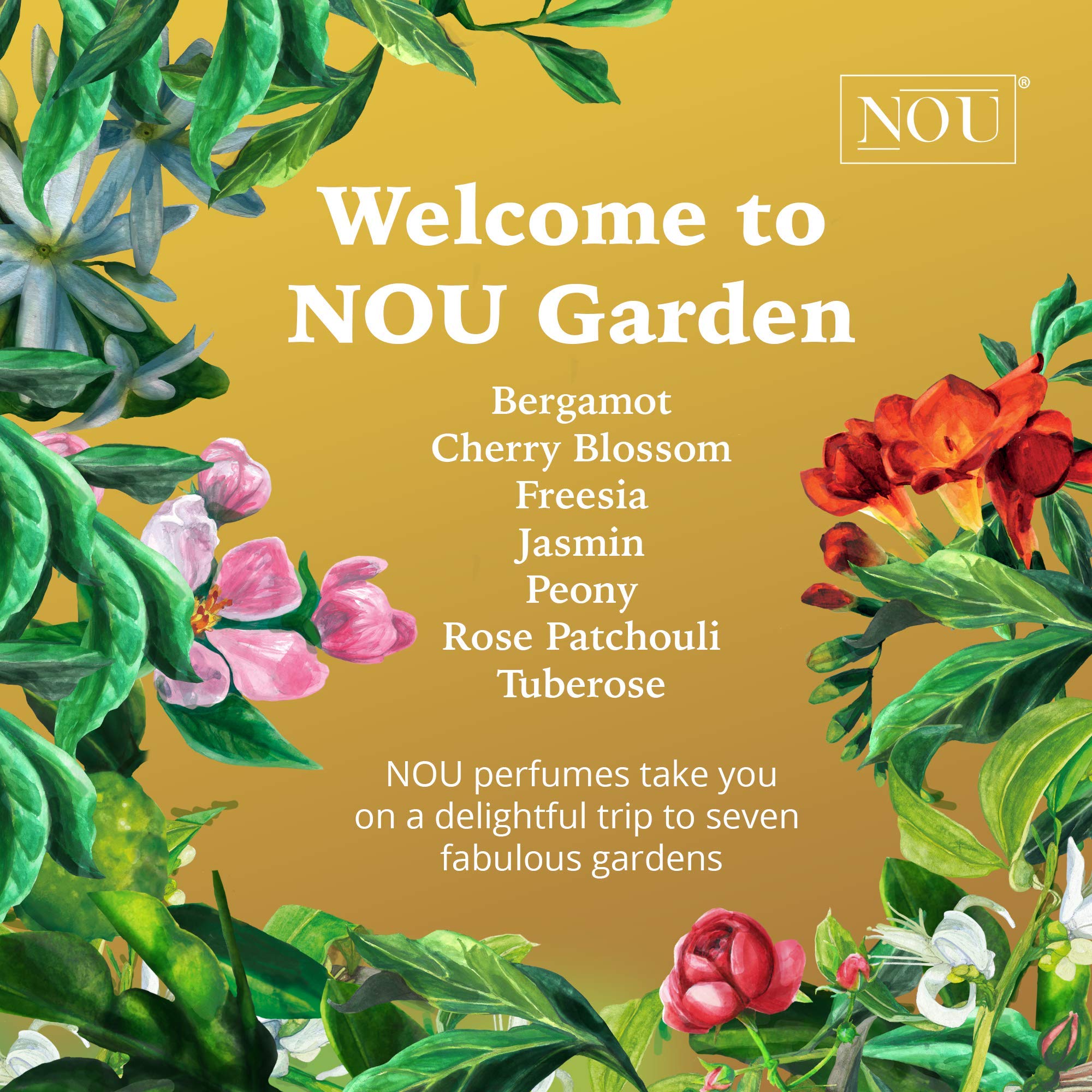 NOU Jasminum Floral Perfume with Sweet Fruity Notes Natural Perfume for Women with Essential Oils Fresh Smelling 1.7 fl oz EDP