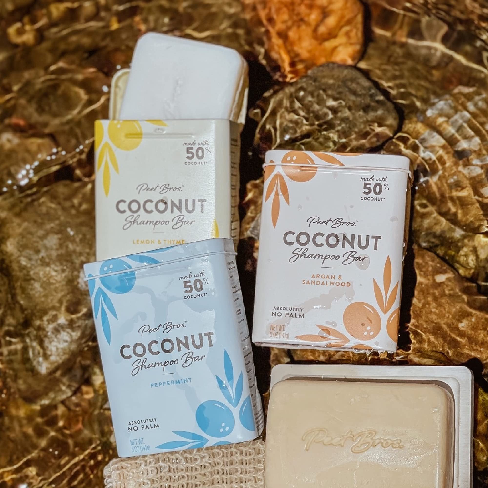 Peet Bros. Lemon & Thyme Coconut Shampoo Bar - Moisturizing, Vegan, Palm Oil-Free, No Artificial Fragrances, Planet Friendly, Made in USA - 5 oz