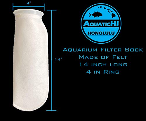AquaticHI 8 Pack Felt Filter Socks, 200 Micron, 4 Inch Ring by 14 Inch Long, for Freshwater/Saltwater Aquariums, Ponds, Use in Sumps/Overflows