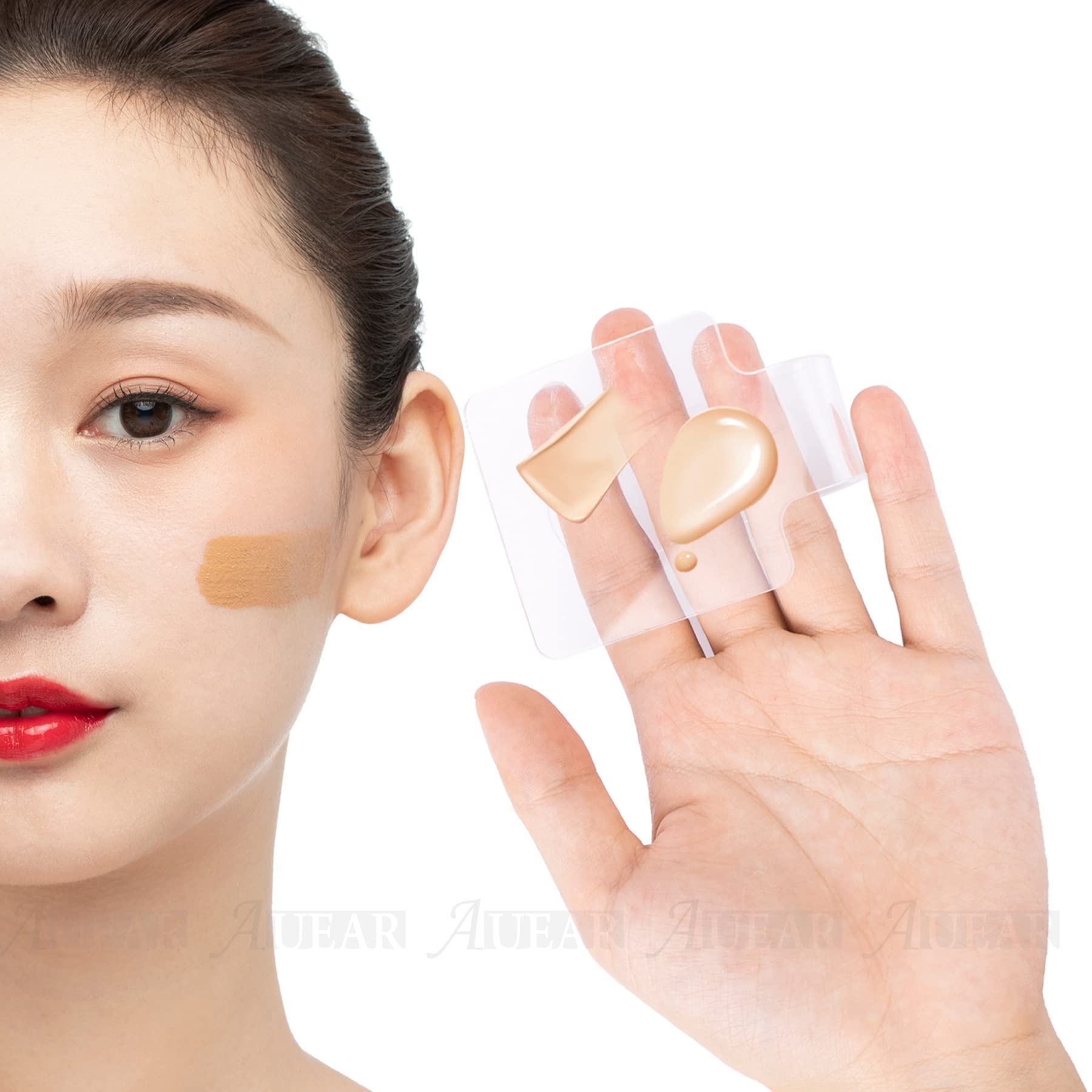 AUEAR, 3 Pack Professional Makeup Hand-held Palette Mixing Tray Clear Acrylic Nail Art Manicure or Foundation Eye Shadow Cremes Powders and Cosmetics