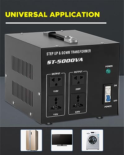 Voltage Converter Transformer 5000W Watt Heavy Duty Step Up/Down 110V to 220V Home Commercial Voltage Converter