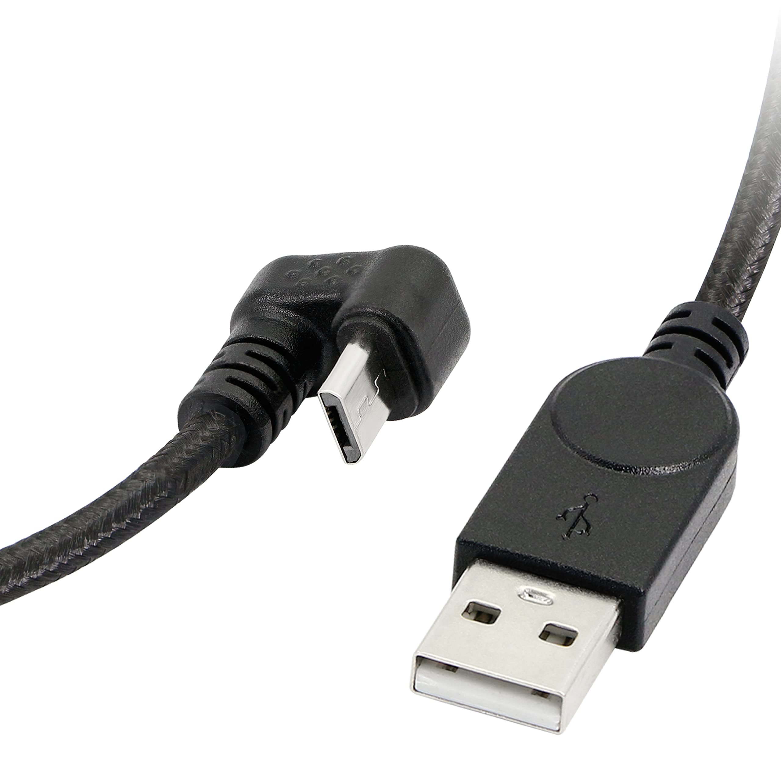 GELRHONR Micro USB Cable U Shape,180 Degree Angle USB 5 Pin Nylon Braided Fast Data Sync Charging Cord USB A to USB B Fast Charger Wire for Most Micro USB Devices - Black 4.9Ft/1.5M