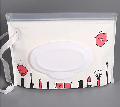kewaii Portable Wet Tissue Bag Cover, Reusable and refillable Personal Travel Tissue Dispenser Box (White Cosmetics)