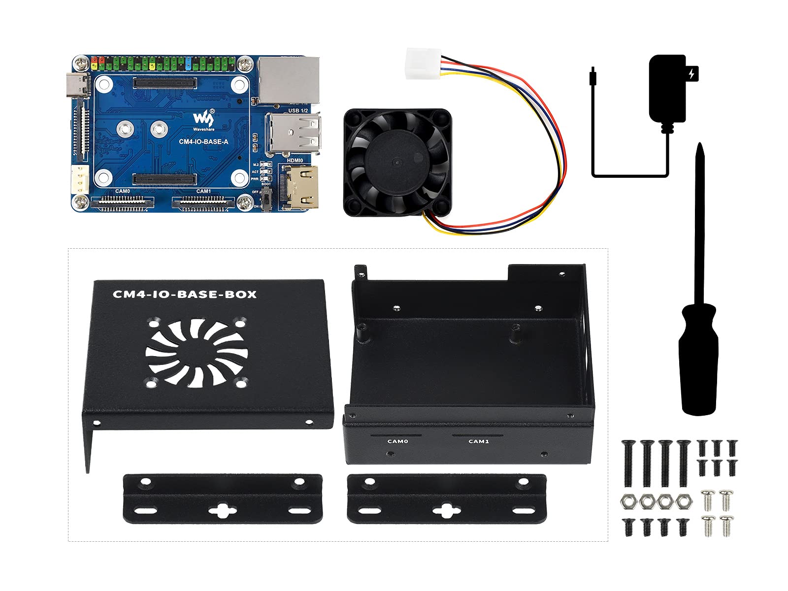 waveshare Mini-Computer Based On Raspberry Pi Compute Module 4,Include CM4-IO-BASE-A (Mini IO Board Lite Verson),Metal Case,Cooling Fan