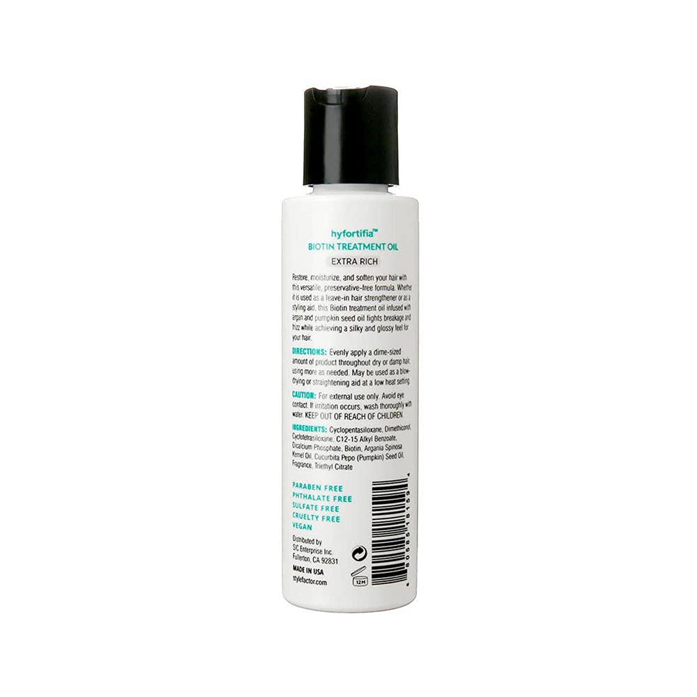 Style Factor hyfortifia™ Biotin Shampoo Conditioner Treatment | Shine Strengthen and Nourish (Treatment Oil 4 Oz (Extra Rich))