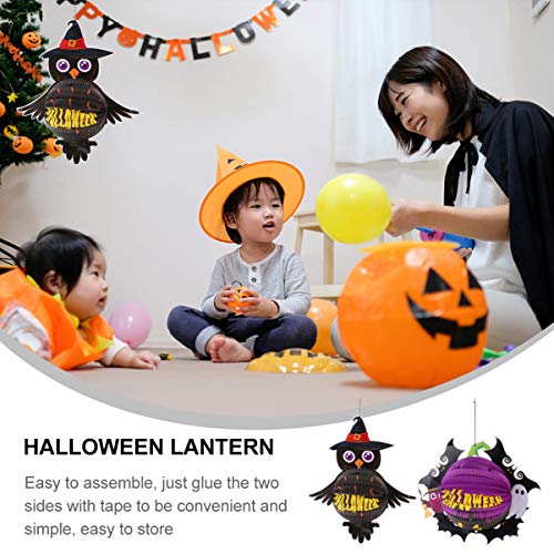 EXCEART 2pcs Halloween Party Hanging Sign Trick or Treat Plaque Honeycomb Ball Decor for Home School Haunted House