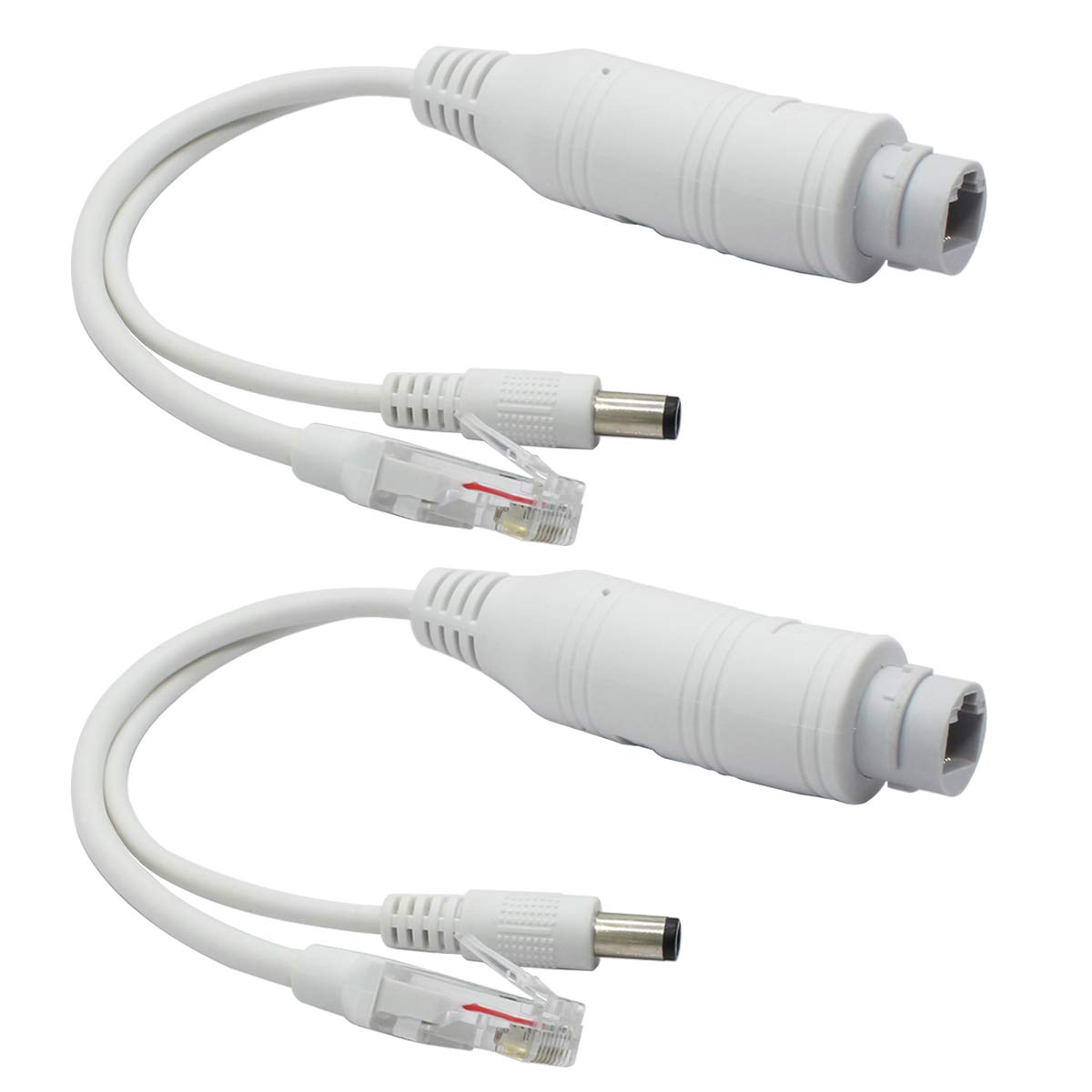 ANVISION 2-Pack Active 48V to 12V Waterproof PoE Splitter Adapter, IEEE 802.3af Compliant 10/100Mbps, for IP Camera AP Voip Phone and More, White