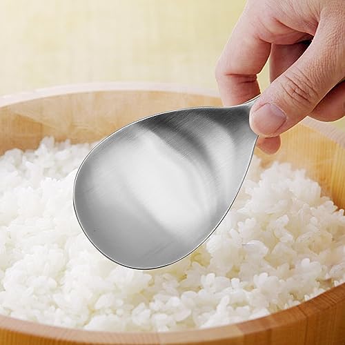 2 pack Stainless Steel Rice Spoons, 8 Inch Rice Spoon, Home Kitchen Thickened Rice Spoon, Rice Paddle Set, Heat Resistant Serving Spoon, Cooking Spoon for Kitchen