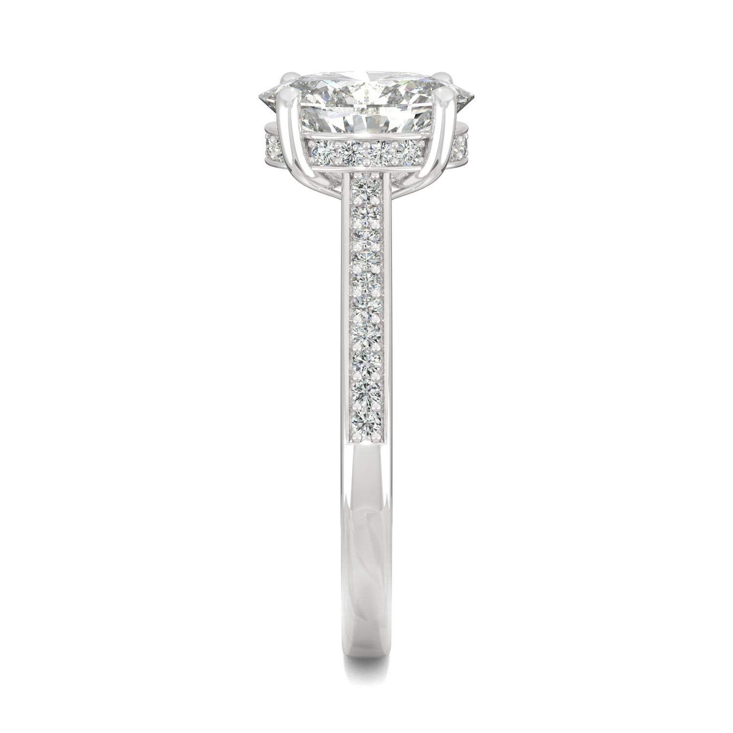 14K White Gold Moissanite by Charles & Colvard 9x7mm Oval Engagement Ring-size 7 2.37cttw DEW