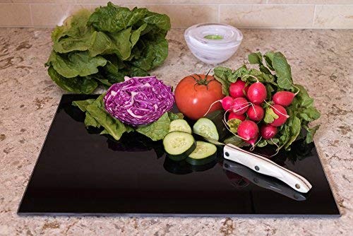 Black Glass Cutting Board by Clever Chef - Non Slip, Shatter-Resistant, Durable, Stain-Resistant, and Dishwasher Safe - 12" x 15.75"