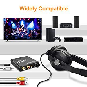 192KHz Digital to Analog Audio Converter with Bass and Volume Adjustment,Digital SPDIF/Optical/Toslink/Coaxial to Analog Stereo L/R RCA and 3.5mm Jack Converter for PS3 PS4 DVD AppleTV Home Cinema