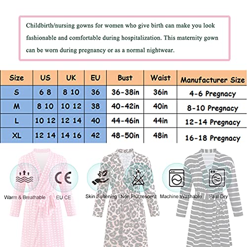 QTECLOR Mommy Robe with Swaddle Set Girls Robe, Maternity Robe for New Moms Gift Hospital Labor Delivery Nursing Loungewear