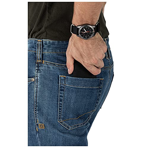 5.11 Tactical Men's Defender-Flex Straight Jeans, Mechanical Stretch Fabric, Classic Pockets, Style 74477, Stone Wash Indigo, 32W X 34L