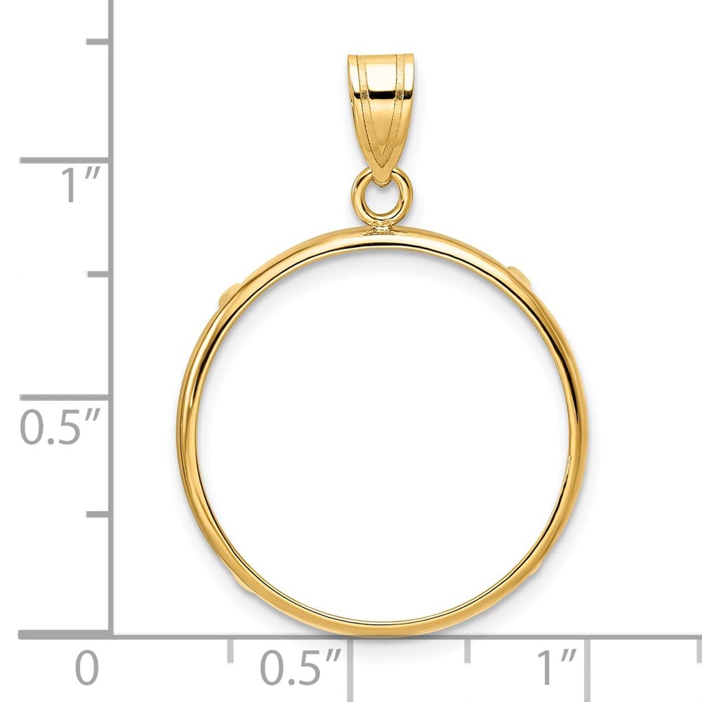 14ky 22mm Polished Prong Coin Bezel Pendant 33.1mm 23.2mm style C1801/22.0