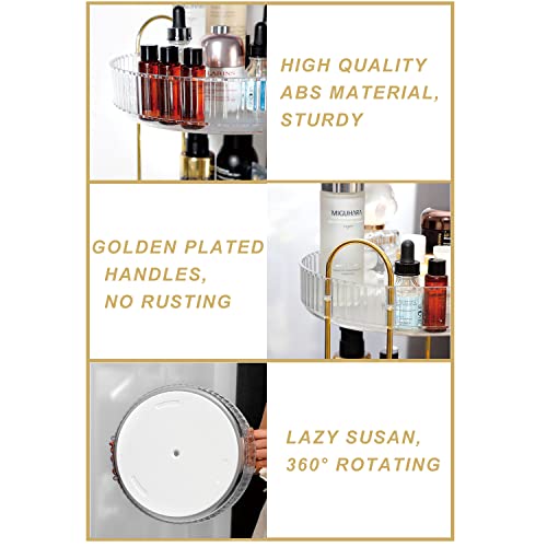 360° Rotating Makeup Organizer, Bathroom Makeup Carousel Spinning Holder Rack, Large Capacity Cosmetics Storage Box Vanity Shelf Countertop, Fits Cosmetic, Perfume (Transparent 3 Layers)