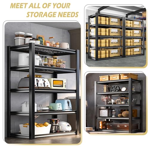 REIBII Garage Storage Shelves Heavy Duty Garage Shelving 72" Adjustable Metal Shelves for Storage 5-Tier Garage Shelves Heavy Duty 2500LBS Basement Kitchen Pantry Shelving Utility Shelves, 3 Pack