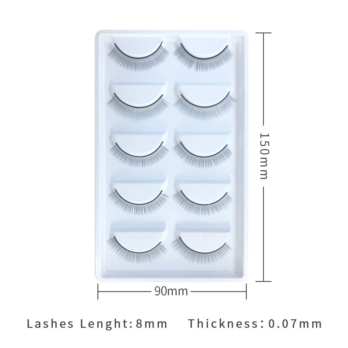 30 Pairs Practice Lashes for Lash Extensions Training Eyelash Extension Supplies Practice Strips Thin Band 8mm Mimic Natural Eyelash for Mannequin Head Tech Must Haves by EMEDA
