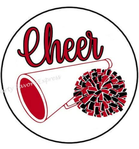 30 Pcs 1.5" Inch Red Cheer Cheerleading Stickers - Cheer Stickers - Cheerleader Stickers Envelope Seals Labels - D #AA61RK