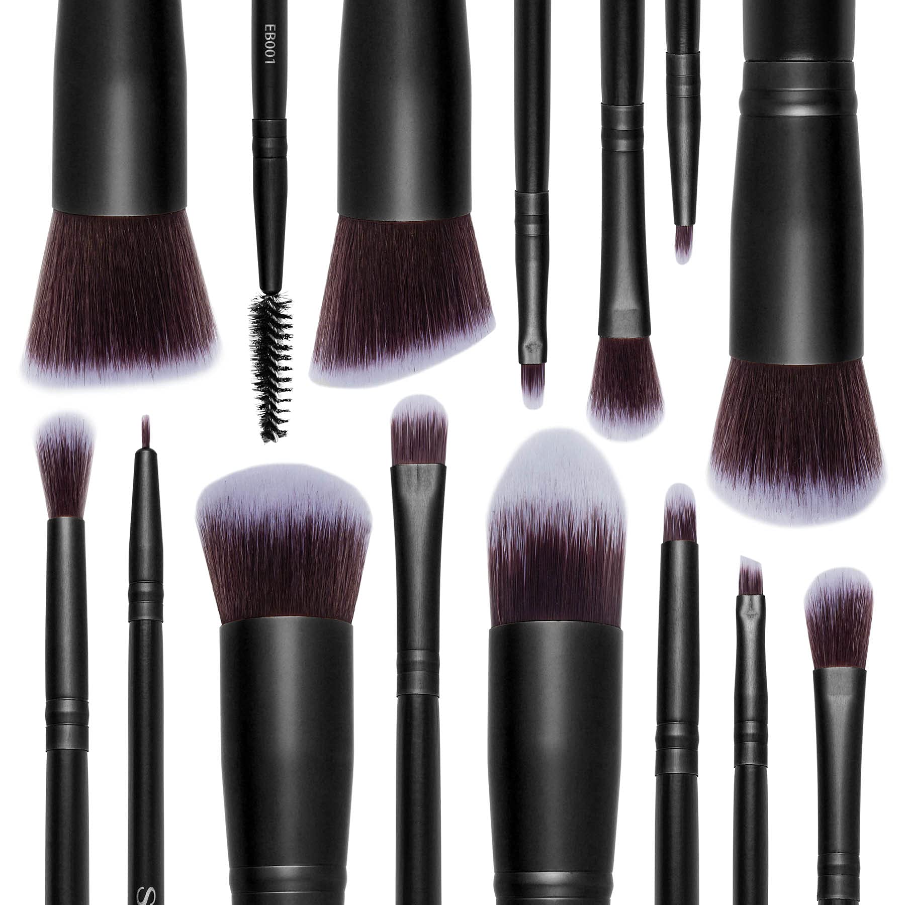 SHANY Makeup Brushes - Black Bombshell - 14-Piece Brush Set β Foundation Powder Concealers Eye Shadows Makeup brushes - Complete Kabuki Makeup Brush Set in Black - 14 PCS