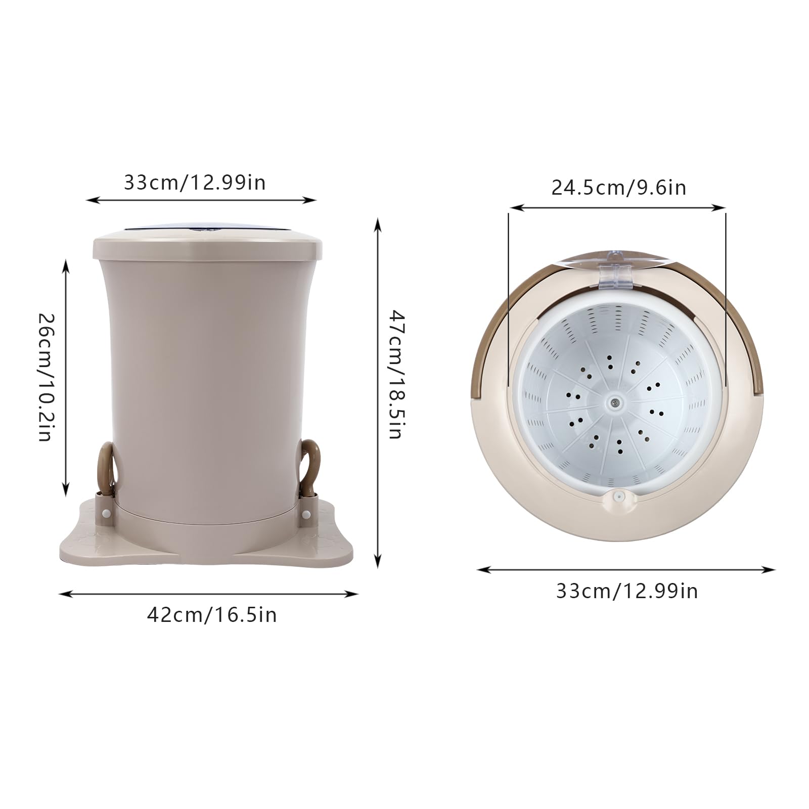 3.17Gal Mini Manual Clothes Dryer, 12L Spin Dryer Foot Powered Washing Machine with Drain Hose, Compact Washer Dehydrator for Apartments
