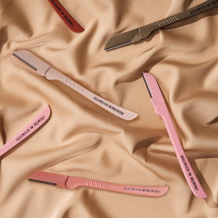 Hollywood Browzer Rose gold Dermaplaning Face Blade for Men and Women - Protective Pouch Included - Eyebrow Shaping | Removing Unwanted Hair | Dermaplaning | Exfoliation