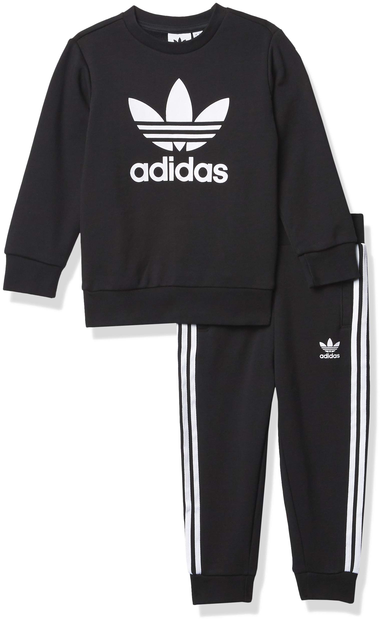 adidas Originals baby boys Crew Sweatshirt Set Tracksuit, Top:black/White Bottom:black/White, 9 Months US