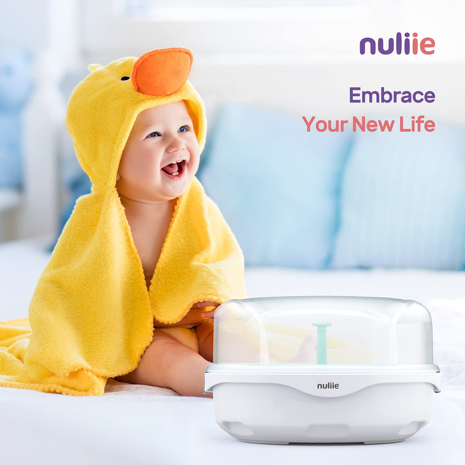 Nuliie Microwave Steam Box, Working 6 Bottles in 2 mins, Bottle Microwave Steam Box for Babies with a Clamp, Green