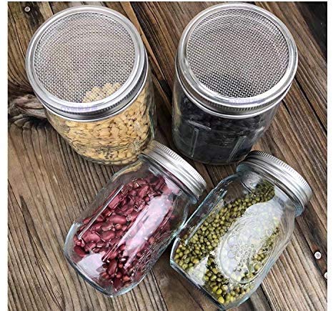 IUMÉ Seed Sprouting Jar Kit, 1- Pack Seed Starter Tray, 1 Sprouter Mason Jars with Screen Lids, Stands and Trays, Indoor Seed Sprouter Germinator, Broccoli Sprouts Germination Growing Kit