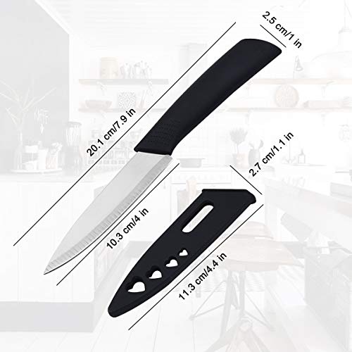 Paring Knife, New Sharp and Durable Fruit Knife with Protective Cover,fruit Knife Small Fo Exquisite Appearance,suitable for Most Types of Vegetables and Fruits,3 Pieces (black)