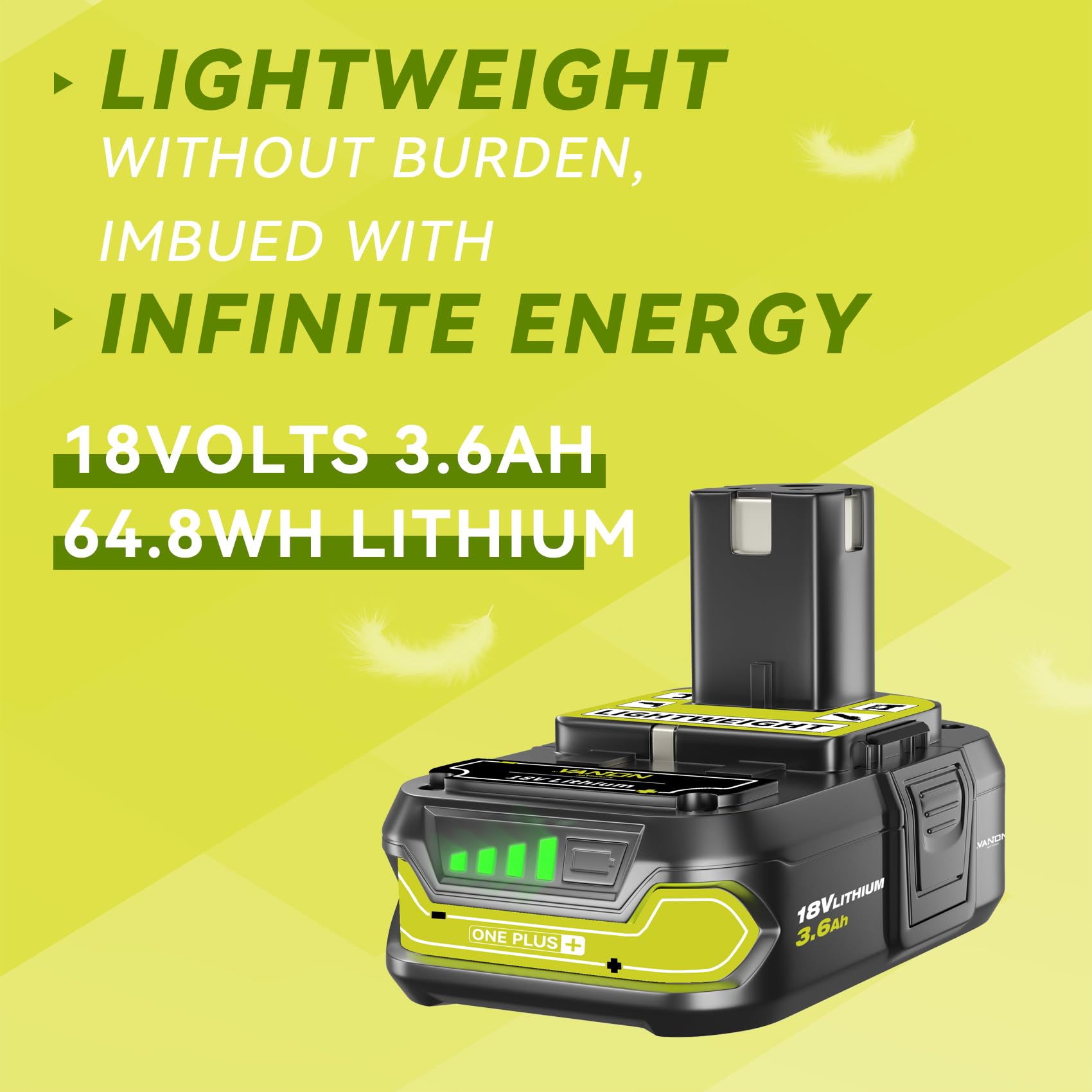 2Pack 2.5Ah 18V Lithium Battery Replacement for Ryobi 18-Volt ONE P104 P105 P102 P103 P107 P108 P109 Tool