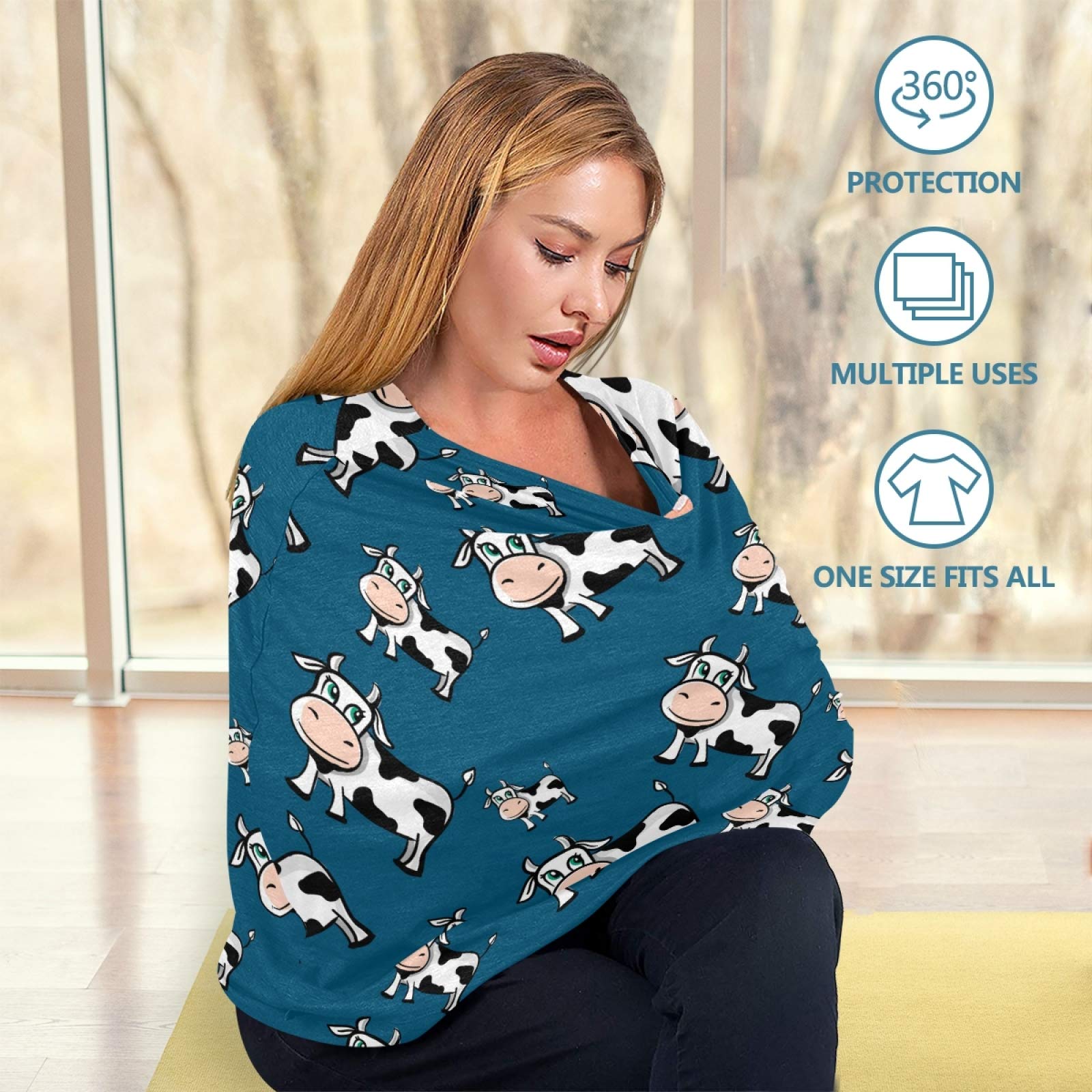 Nursing Cover Breastfeeding Scarf Cute Cow Print - Baby Car Seat Covers, Stroller Cover, Carseat Canopy (0br2b1)