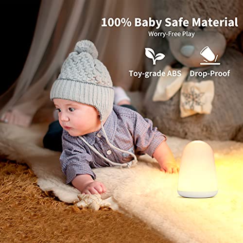 BAXIA TECHNOLOGY Night Light for Kids Room Touch Lamp for Bedroom,Rechargeable Kids Night Light Bedside Lamp with 7 Colors Changing & Dimming