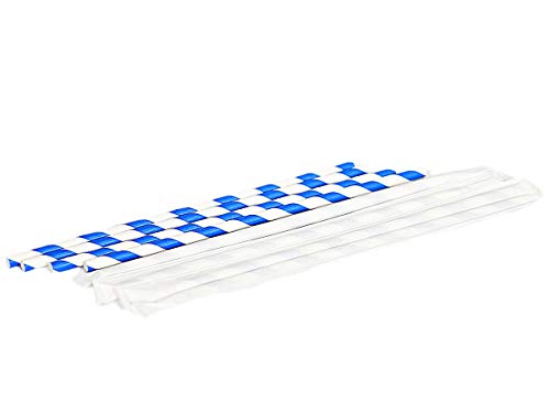 200-Pack Premium Biodegradable Paper Straws - Eco-Friendly Drinking Straws - Bulk Paper Straws for Juices, Smoothies and Party Decorations - 7.75" Long .25" Wide (Blue)