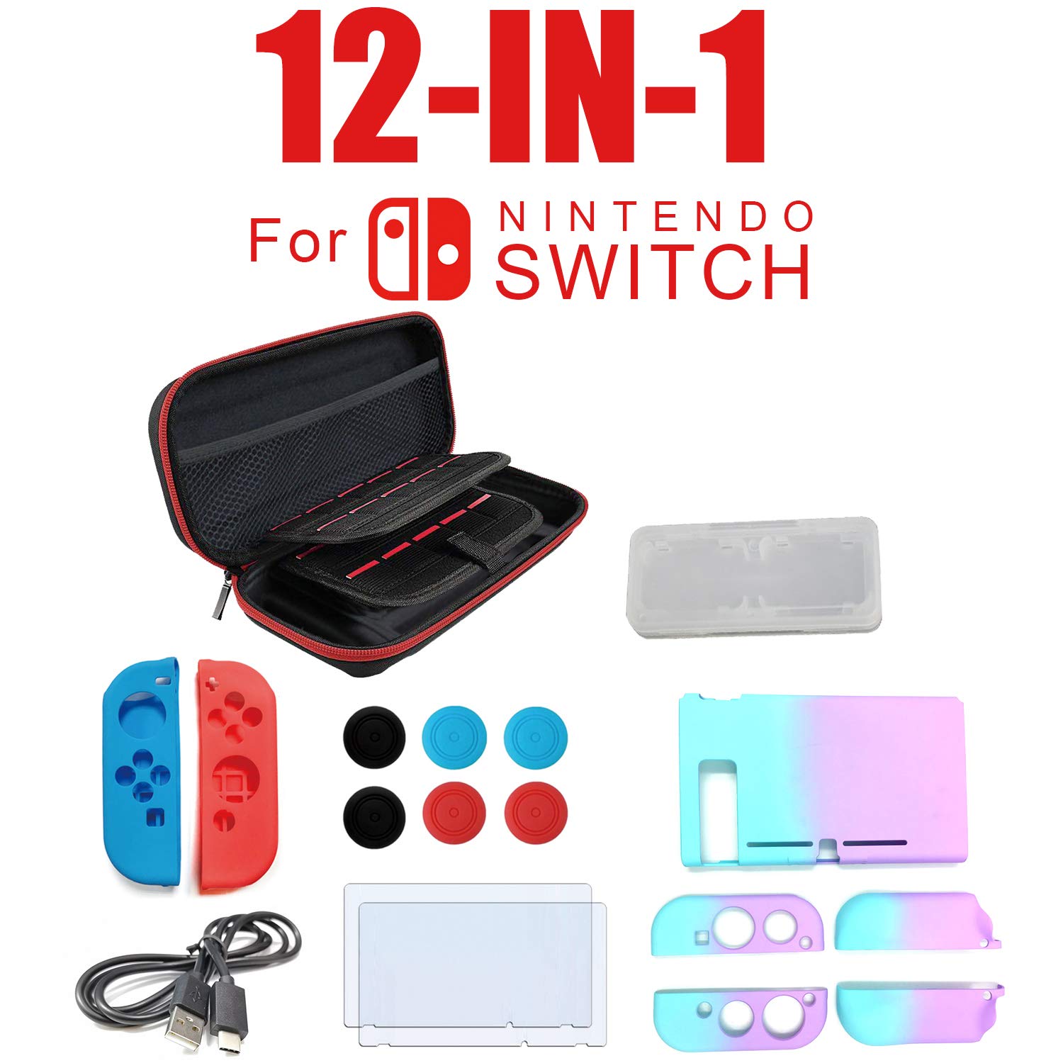 2020 Newest Nintendo - Mario Kart Live: Home Circuit - Mario Set Edition - Holiday Family Gaming Bundle for Nintendo Switch or Switch Lite - RED - iPuzzle 12-in-1 Carrying Case for Nintendo Switch