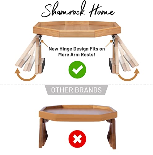 Clip On Tray Sofa Table for Wide Couches. Couch Arm Tray Table, Portable Table, TV Table and Side Tables for Small Spaces. Stable Sofa Arm Table for Eating and Drink Table (Natural)