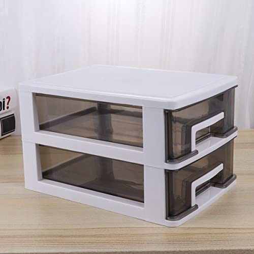 CLISPEED Plastic 2- Drawer Desktop Organizer Stackable Storage Drawers Dresser Storage Container Case Multi- Bin Storage Rack for Office Bedroom Bathroom Black