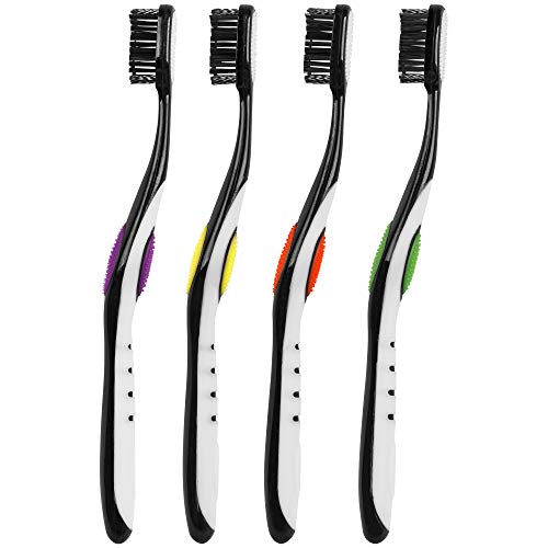 RM Oral Charcoal Whitening Soft Brushes 4ct with 80 Count Charcoal Floss Picks