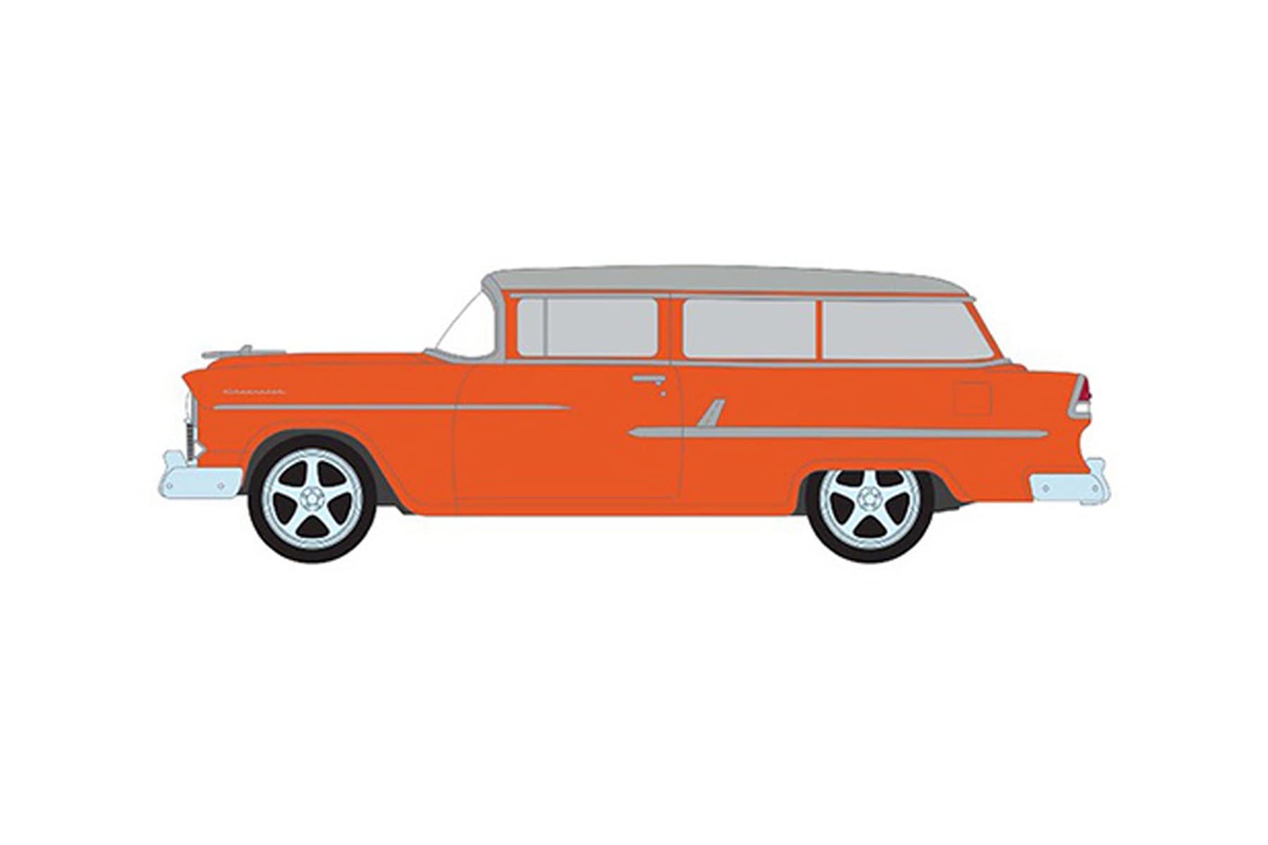 1955 Chevy Handyman Custom Wagon, Orange - Greenlight 37260A/48-1/64 Scale Diecast Model Car