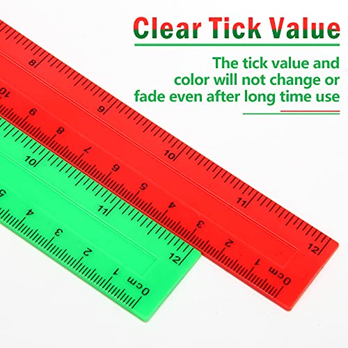 20 Pack Color Ruler 12 Inch, Winspeed Ruler with Inches and Centimeters Foldable Flexible Ruler Plastic Rulers for School(Green, Red, Yellow, Blue)