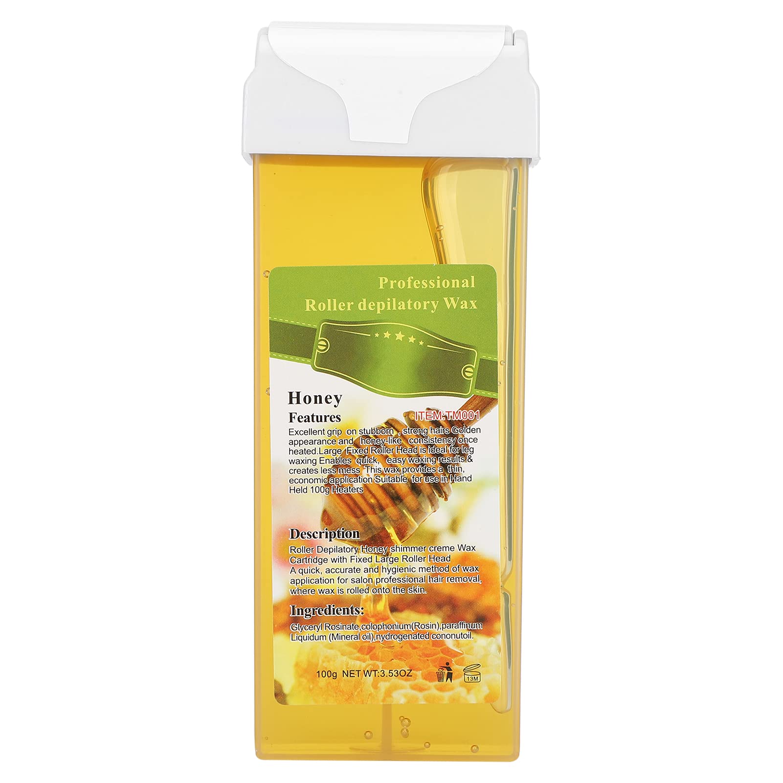 Roll-On Wax Cartridge for Hair Removal 100g Roller Depilatory Wax for Body Legs Arms Armpit Hair Removal Professional or Home Uses(Honey)