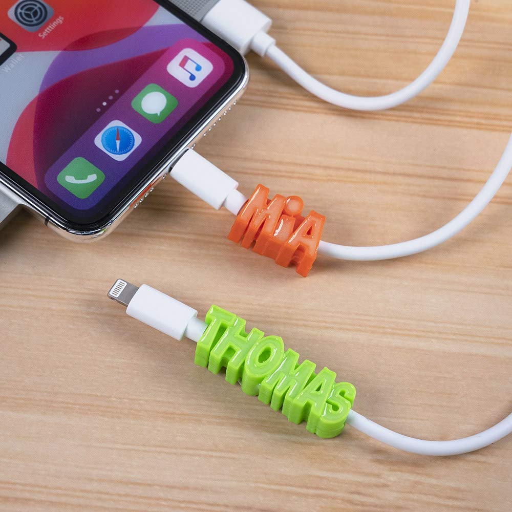 Getname Necklace USB Cable Personalized Glowing Name - for iPhone/Type C/Micro USB Port Adapter - Custom 3D Print Name Glow in The Dark Phone Charger
