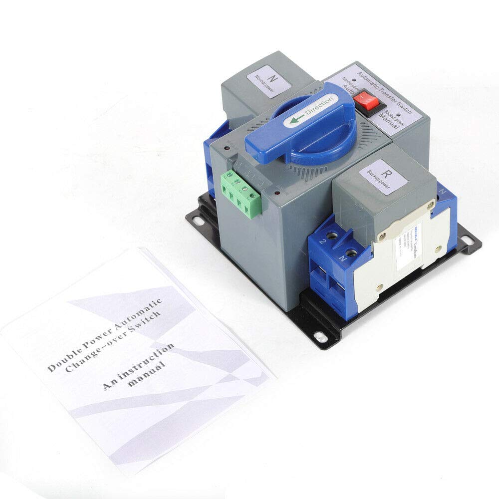 110V 2P 63A Dual Power Automatic Transfer Switch Dual Power Generator Changeover Switch 50HZ/60HZ with Electronic Instruction Manual